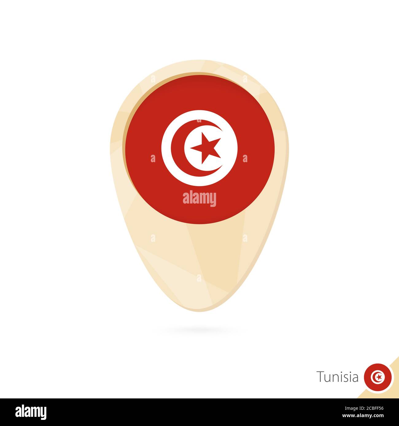Map Pointer With Flag Of Tunisia Orange Abstract Map Icon Vector