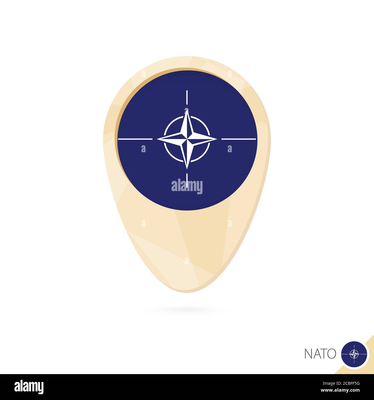 Map pointer with flag of Nato. Orange abstract map icon. Vector Illustration Stock Vector Image ...