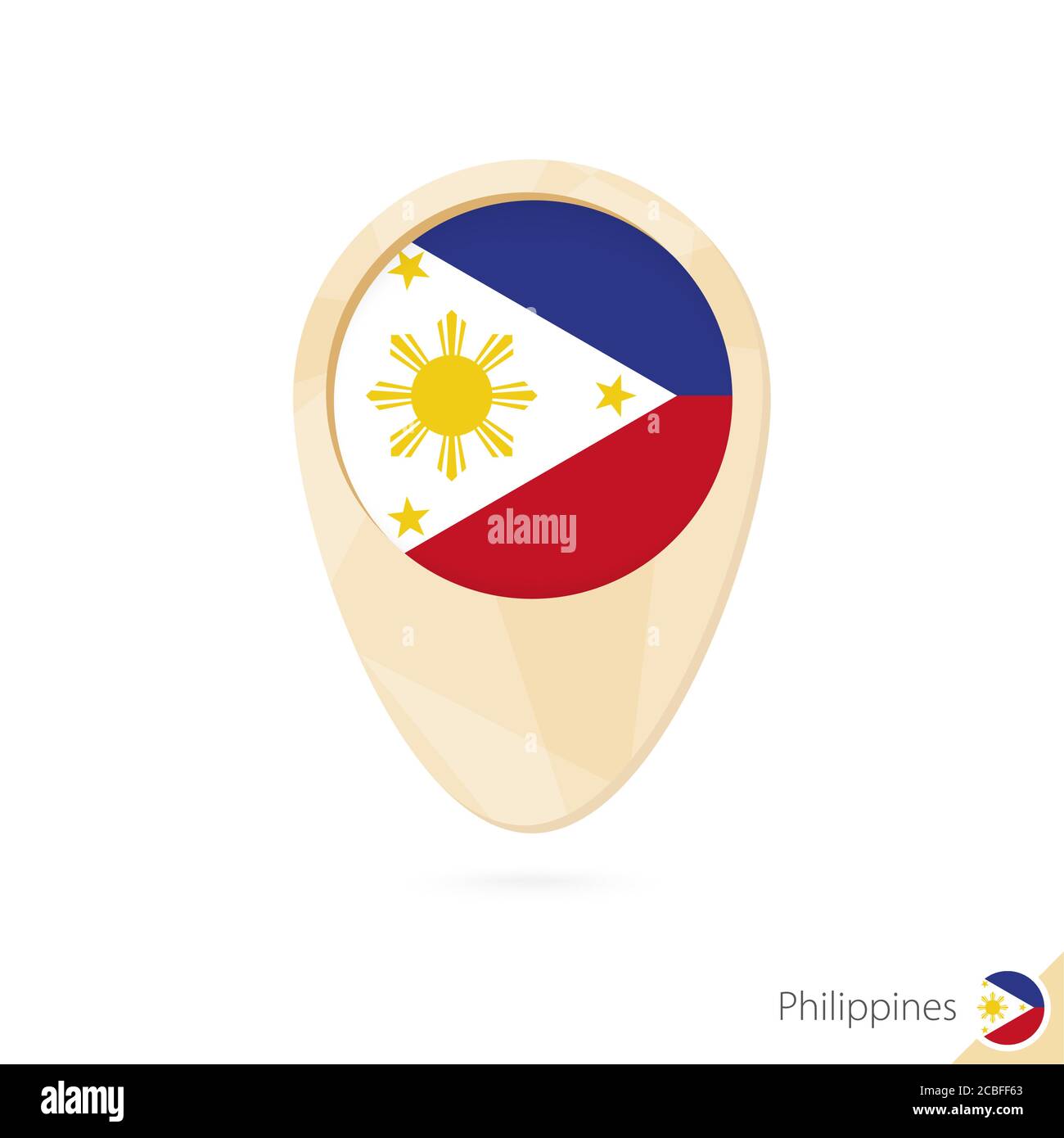 Map pointer with flag of Philippines. Orange abstract map icon. Vector ...