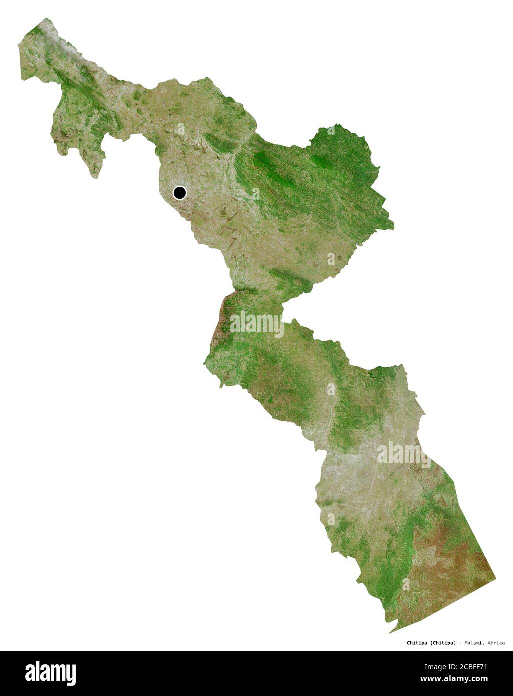 Shape of Chitipa, district of Malawi, with its capital isolated on ...