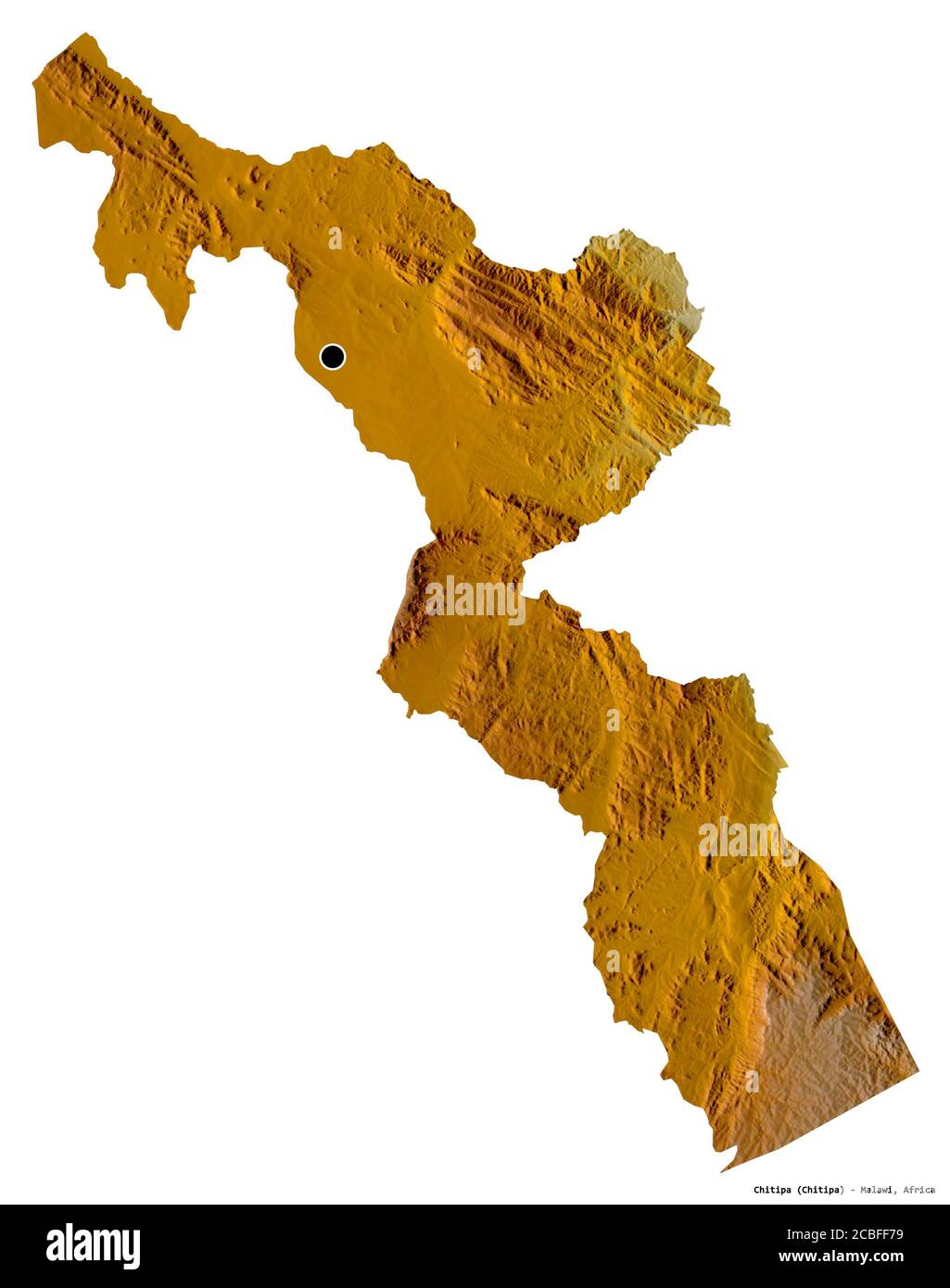 Shape of Chitipa, district of Malawi, with its capital isolated on ...