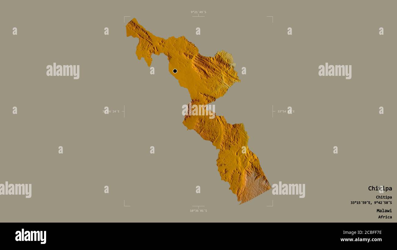 Area of Chitipa, district of Malawi, isolated on a solid background in ...