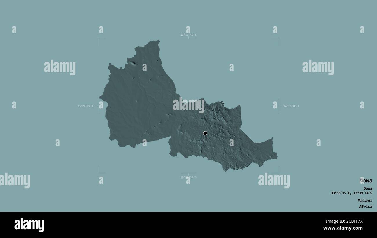 Area of Dowa, district of Malawi, isolated on a solid background in a ...
