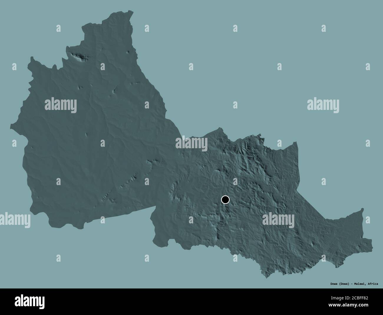 Shape of Dowa, district of Malawi, with its capital isolated on a solid ...