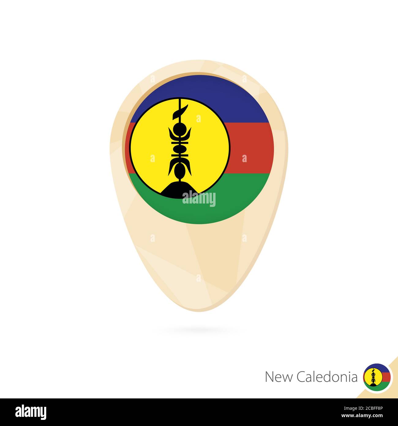 Map pointer with flag of New Caledonia. Orange abstract map icon. Vector Illustration Stock ...