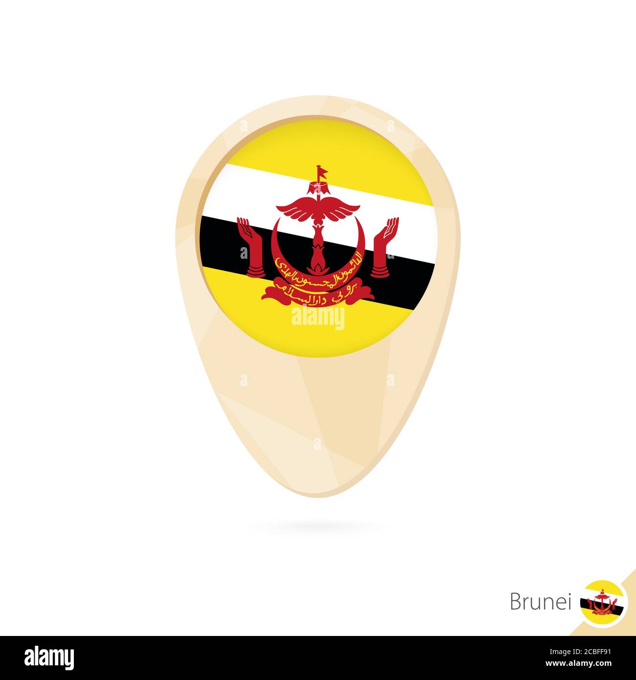 Map pointer with flag of Brunei. Orange abstract map icon. Vector Illustration Stock Vector ...