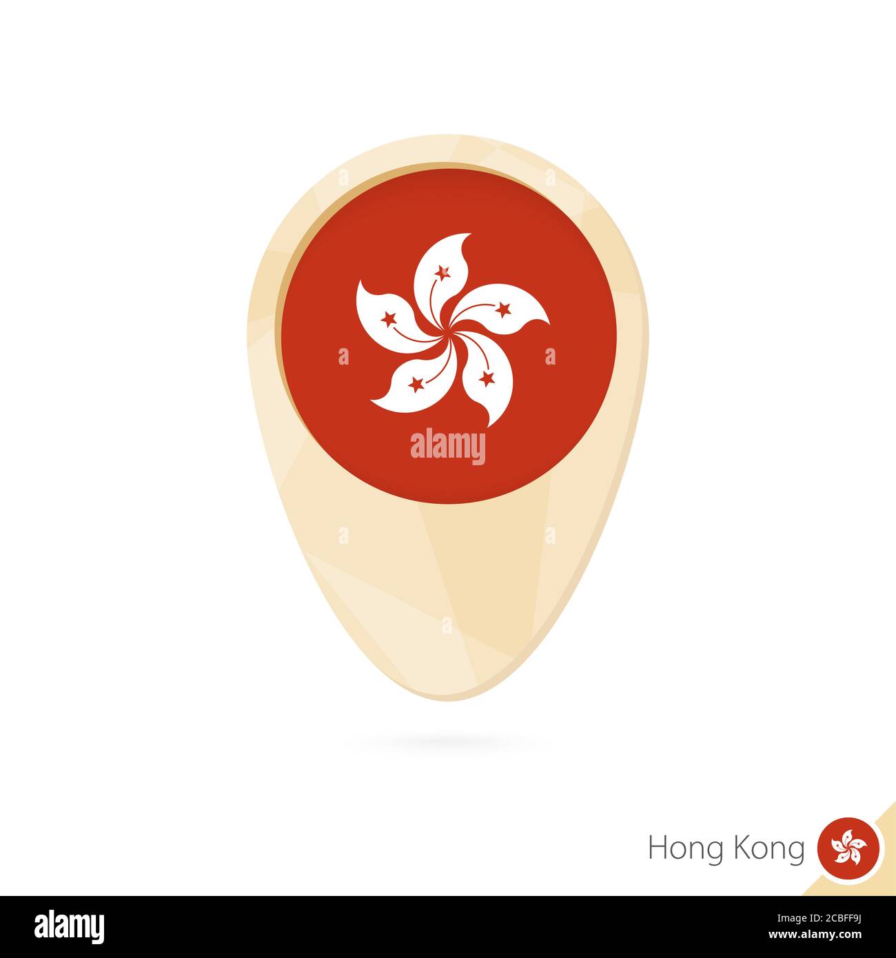 Map pointer with flag of Hong Kong. Orange abstract map icon. Vector Illustration Stock Vector ...