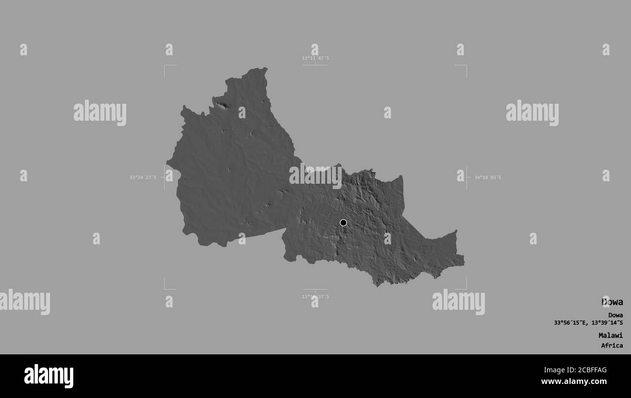 Area of Dowa, district of Malawi, isolated on a solid background in a ...