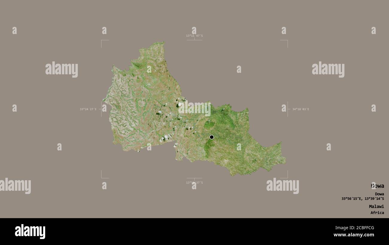 Area of Dowa, district of Malawi, isolated on a solid background in a ...