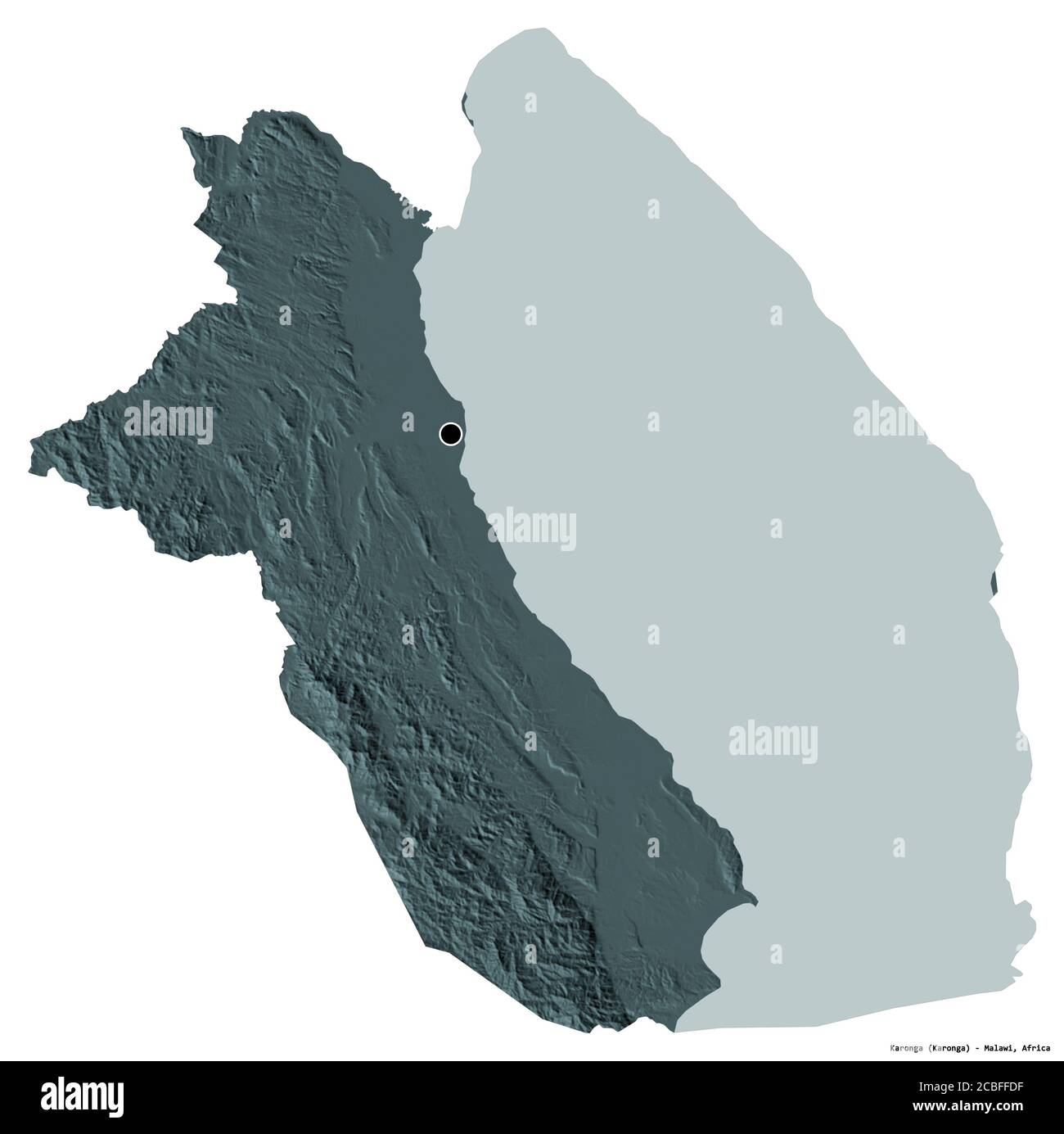Shape of Karonga, district of Malawi, with its capital isolated on ...