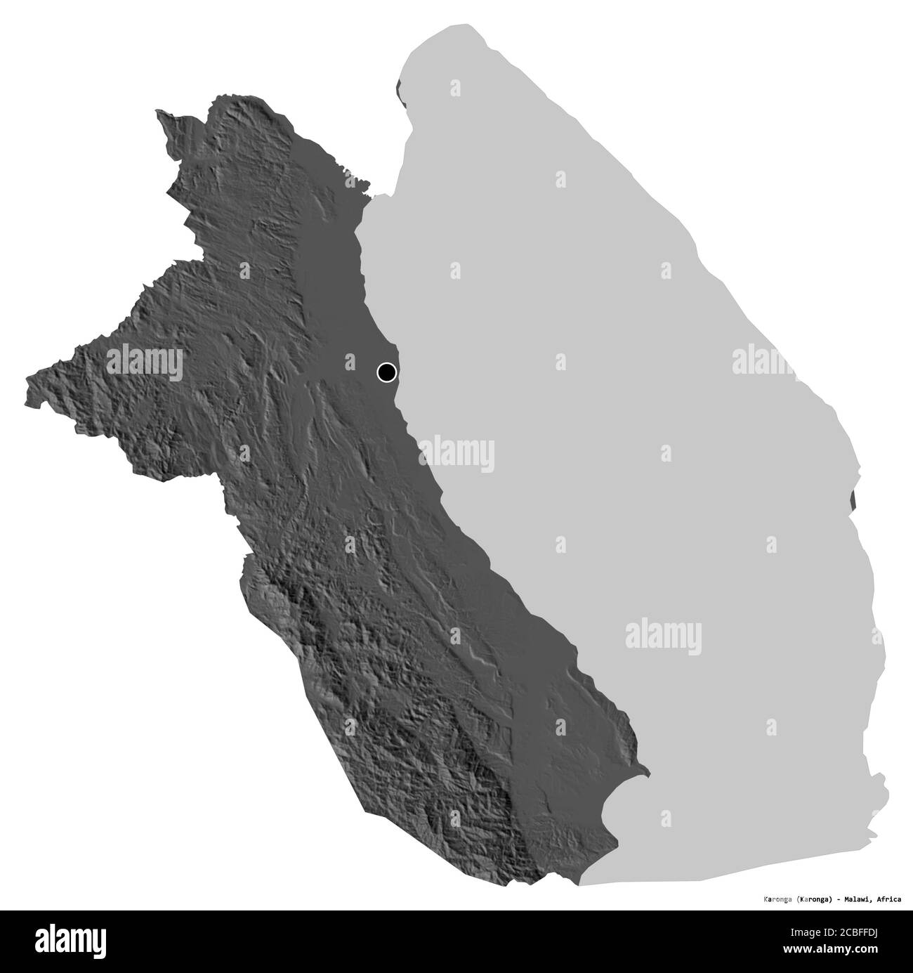 Shape of Karonga, district of Malawi, with its capital isolated on ...