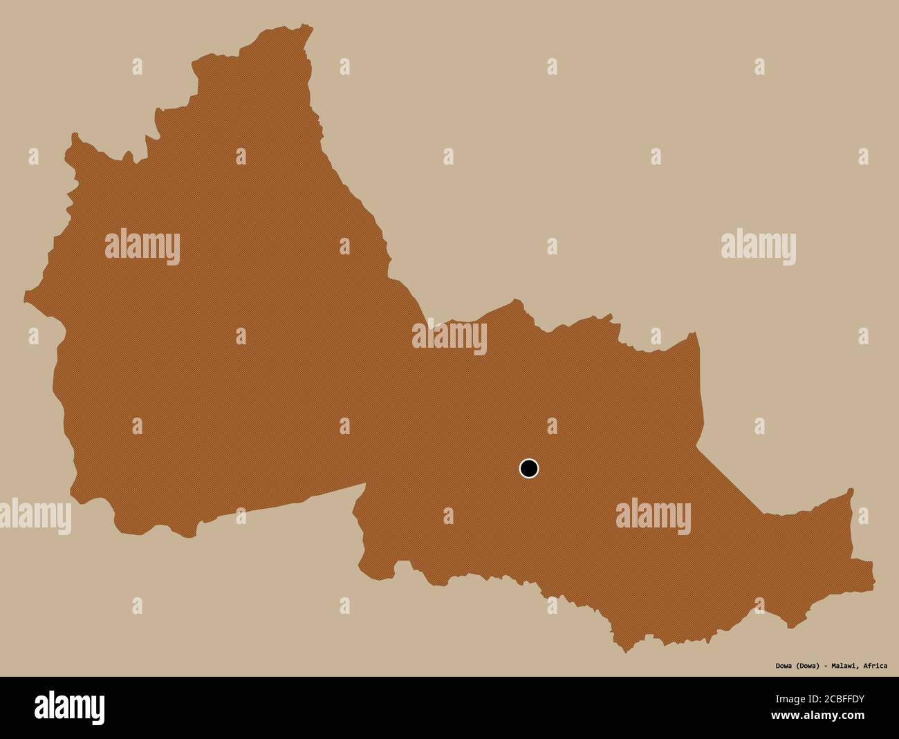 Shape of Dowa, district of Malawi, with its capital isolated on a solid ...