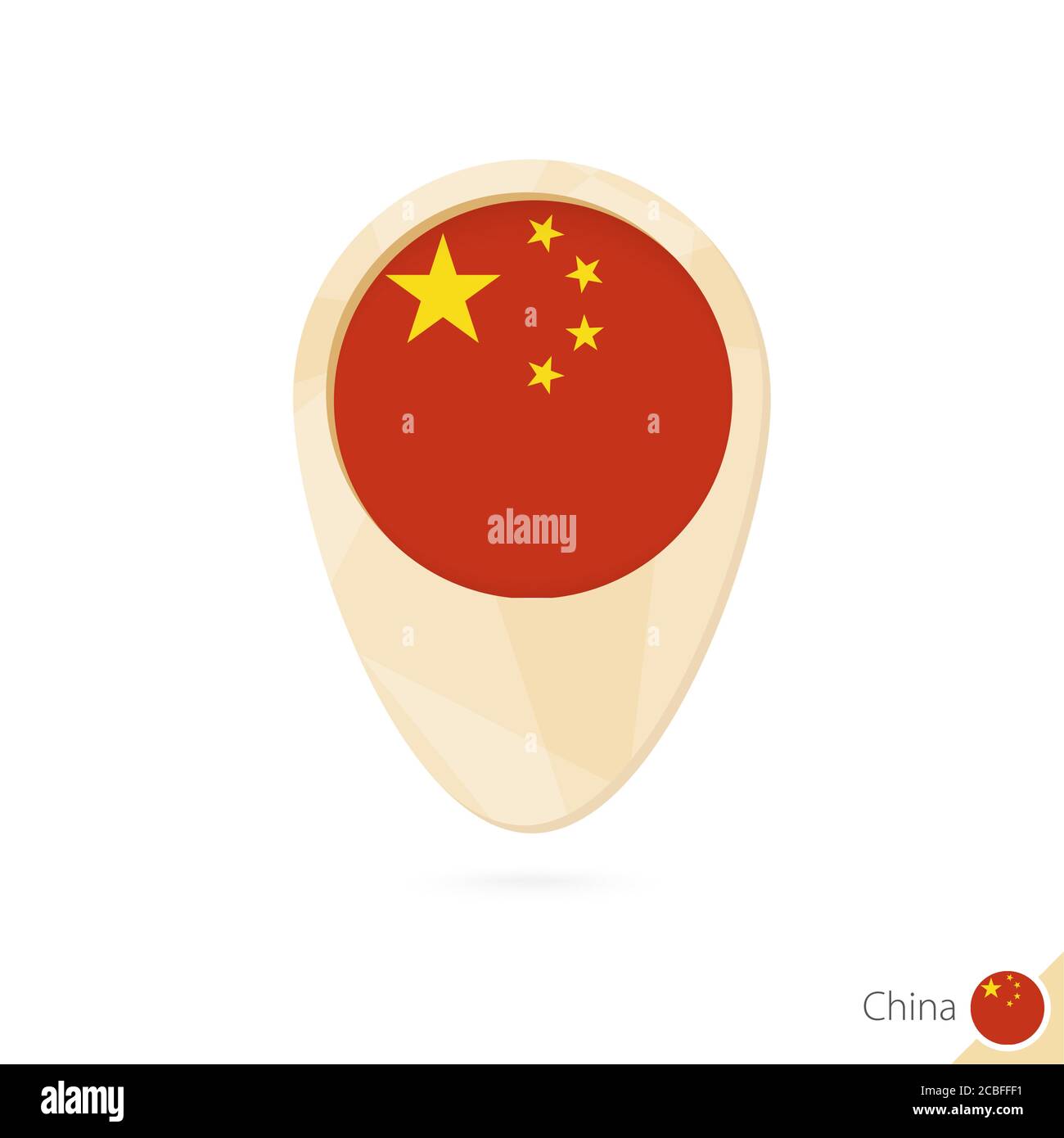 Map pointer with flag of China. Orange abstract map icon. Vector Illustration Stock Vector Image ...