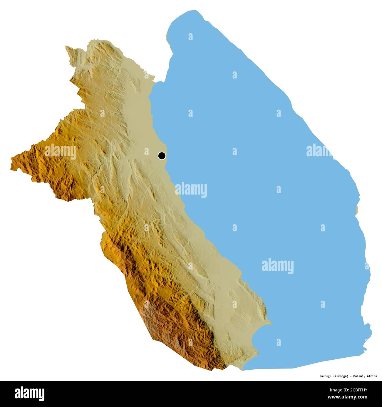 Shape of Karonga, district of Malawi, with its capital isolated on ...