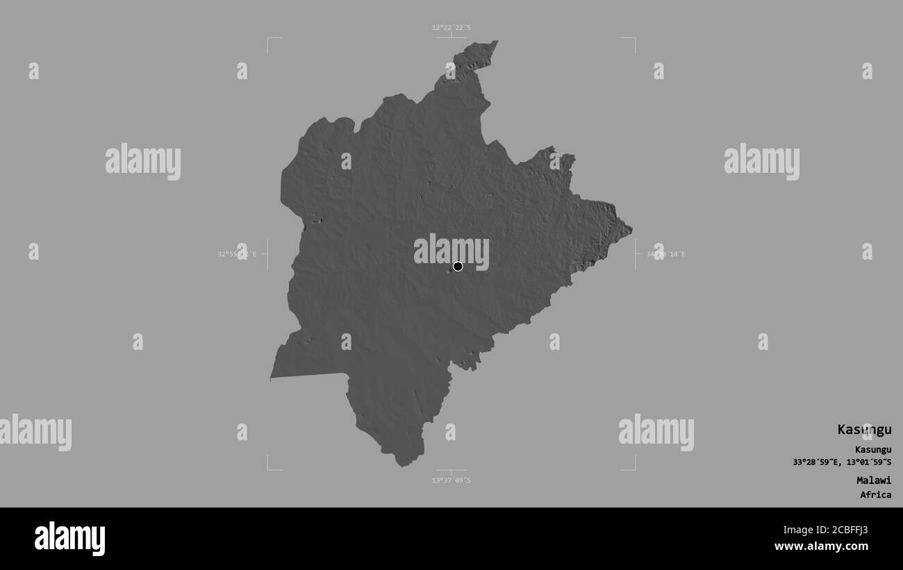 Area of Kasungu, district of Malawi, isolated on a solid background in ...