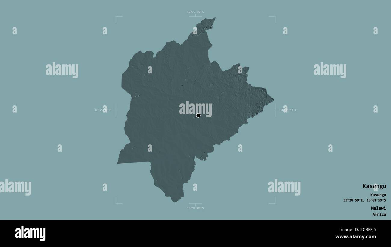 Area of Kasungu, district of Malawi, isolated on a solid background in ...