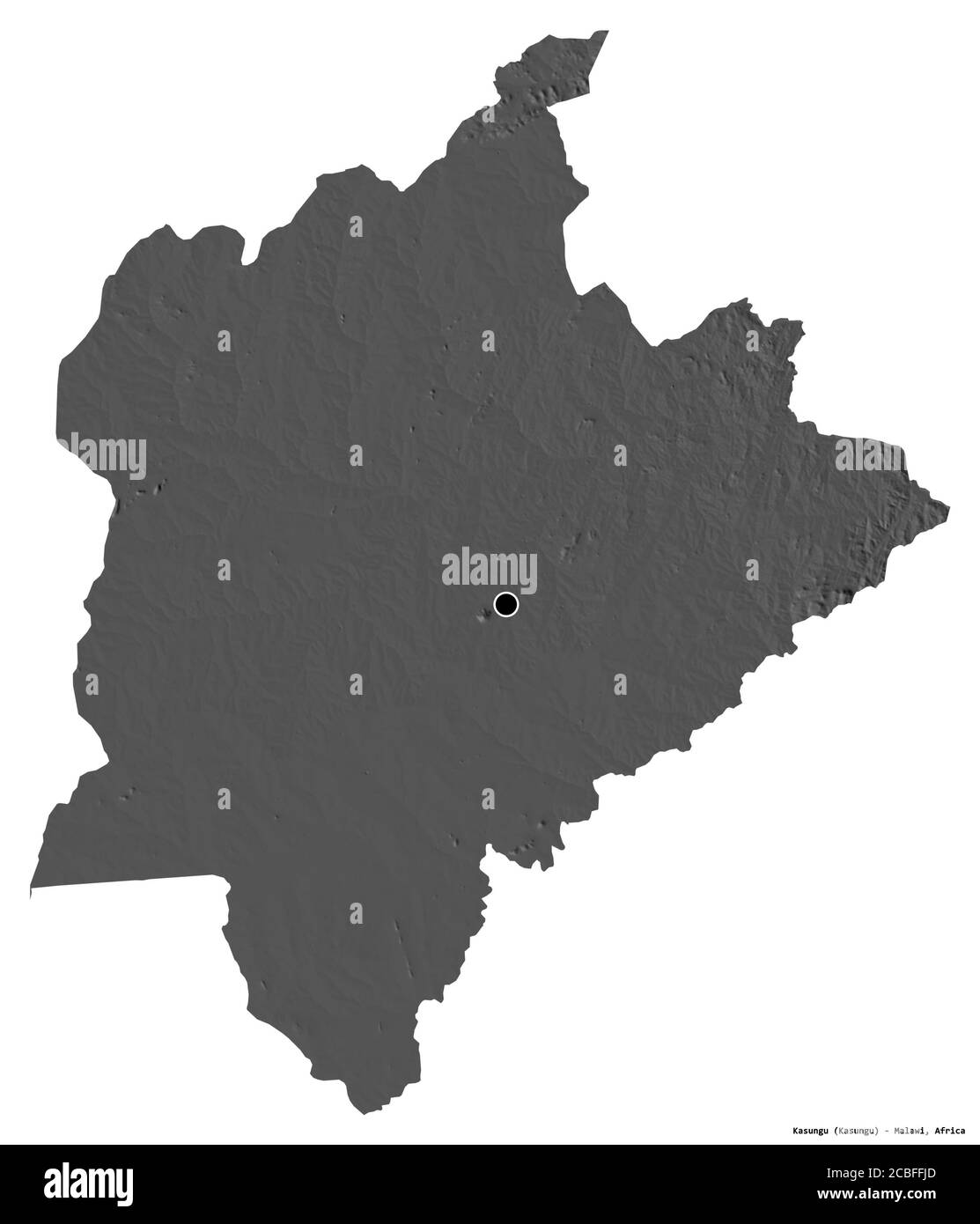 Shape of Kasungu, district of Malawi, with its capital isolated on ...