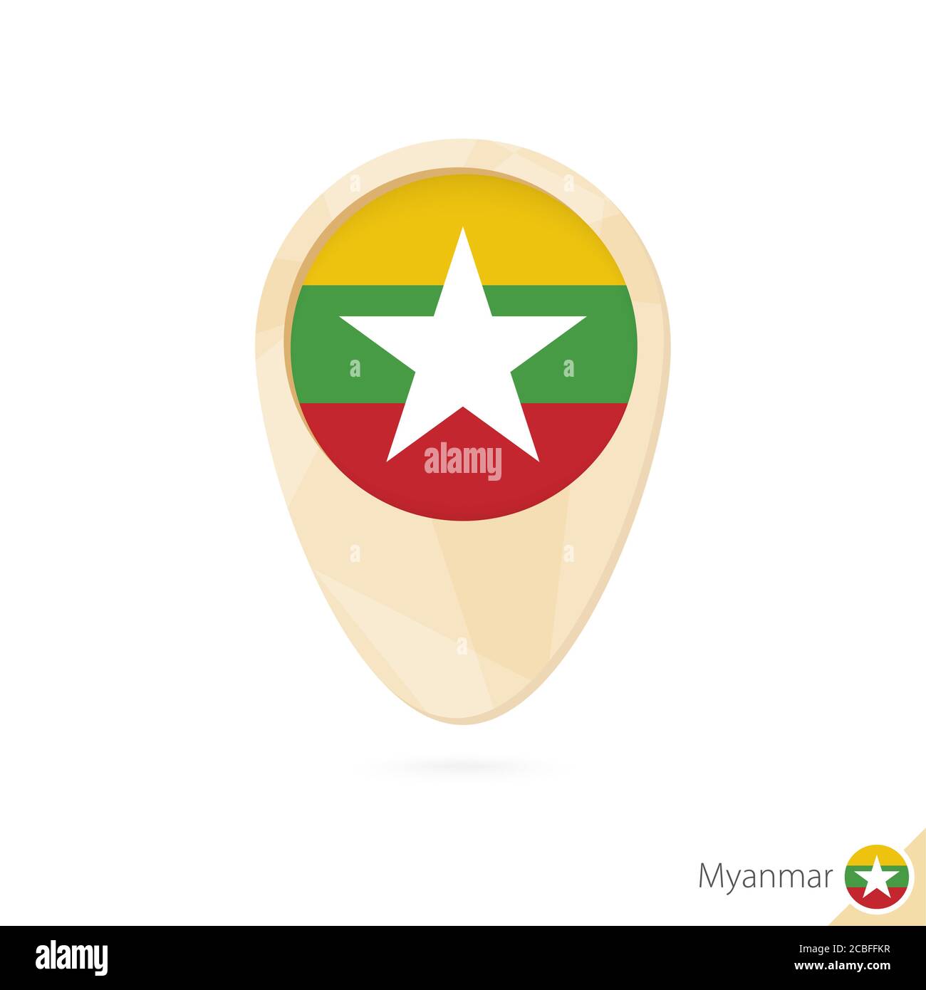 Map pointer with flag of Myanmar. Orange abstract map icon. Vector Illustration Stock Vector ...