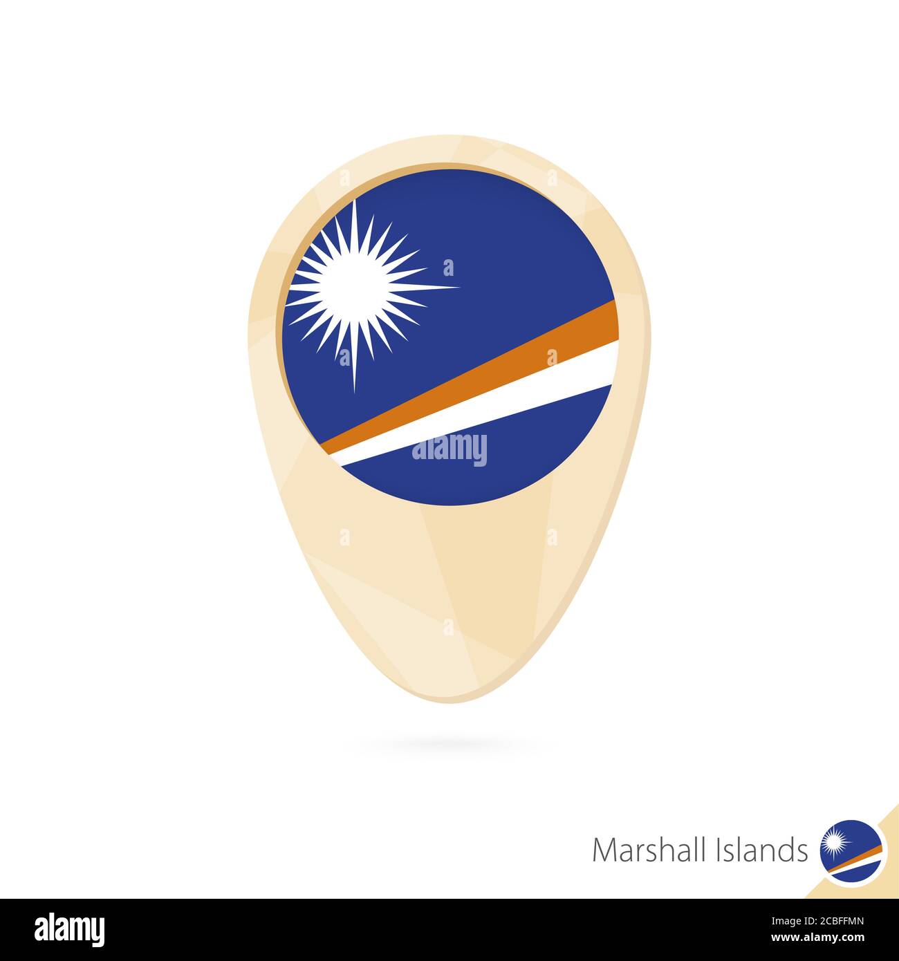 Map pointer with flag of Marshall Islands. Orange abstract map icon. Vector Illustration Stock ...