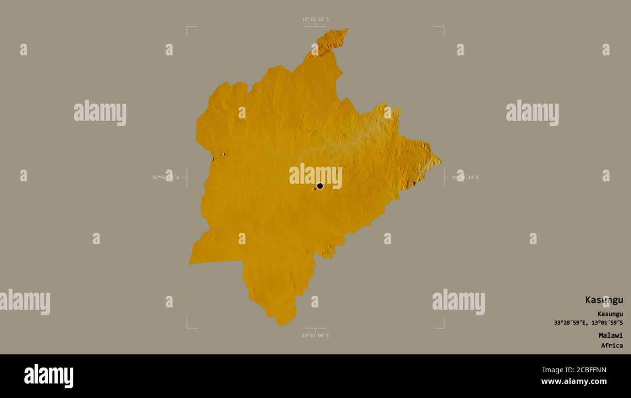 Area of Kasungu, district of Malawi, isolated on a solid background in ...
