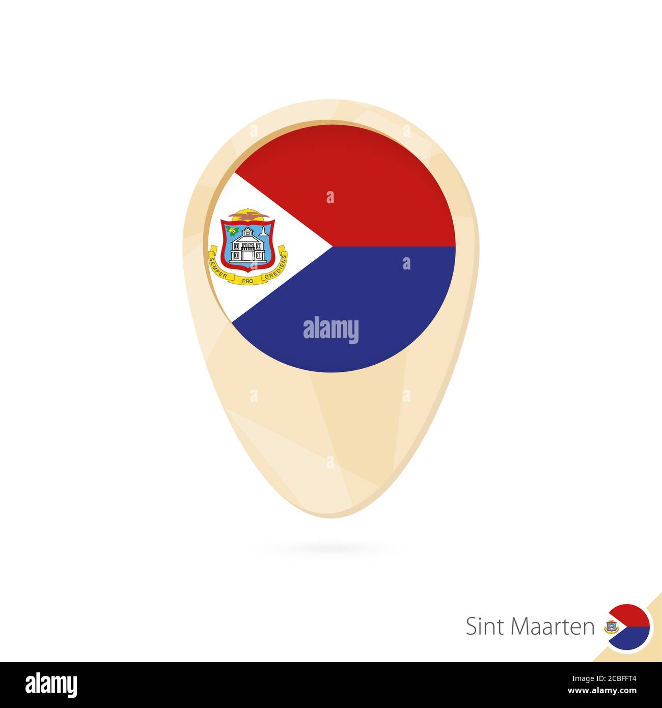 Map pointer with flag of Sint Maarten. Orange abstract map icon. Vector Illustration Stock ...
