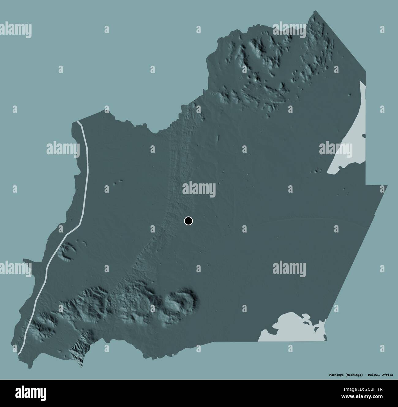 Shape of Machinga, district of Malawi, with its capital isolated on a ...