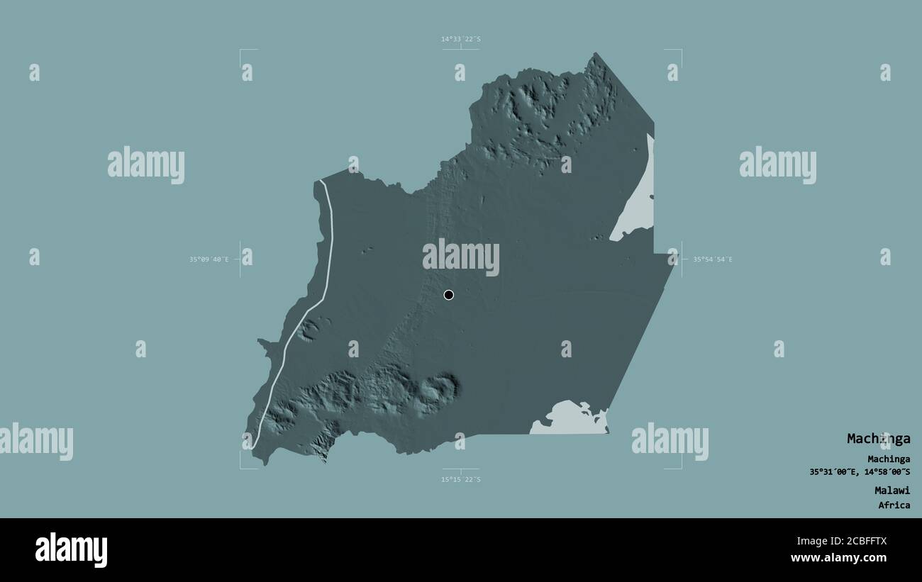 Area of Machinga, district of Malawi, isolated on a solid background in ...