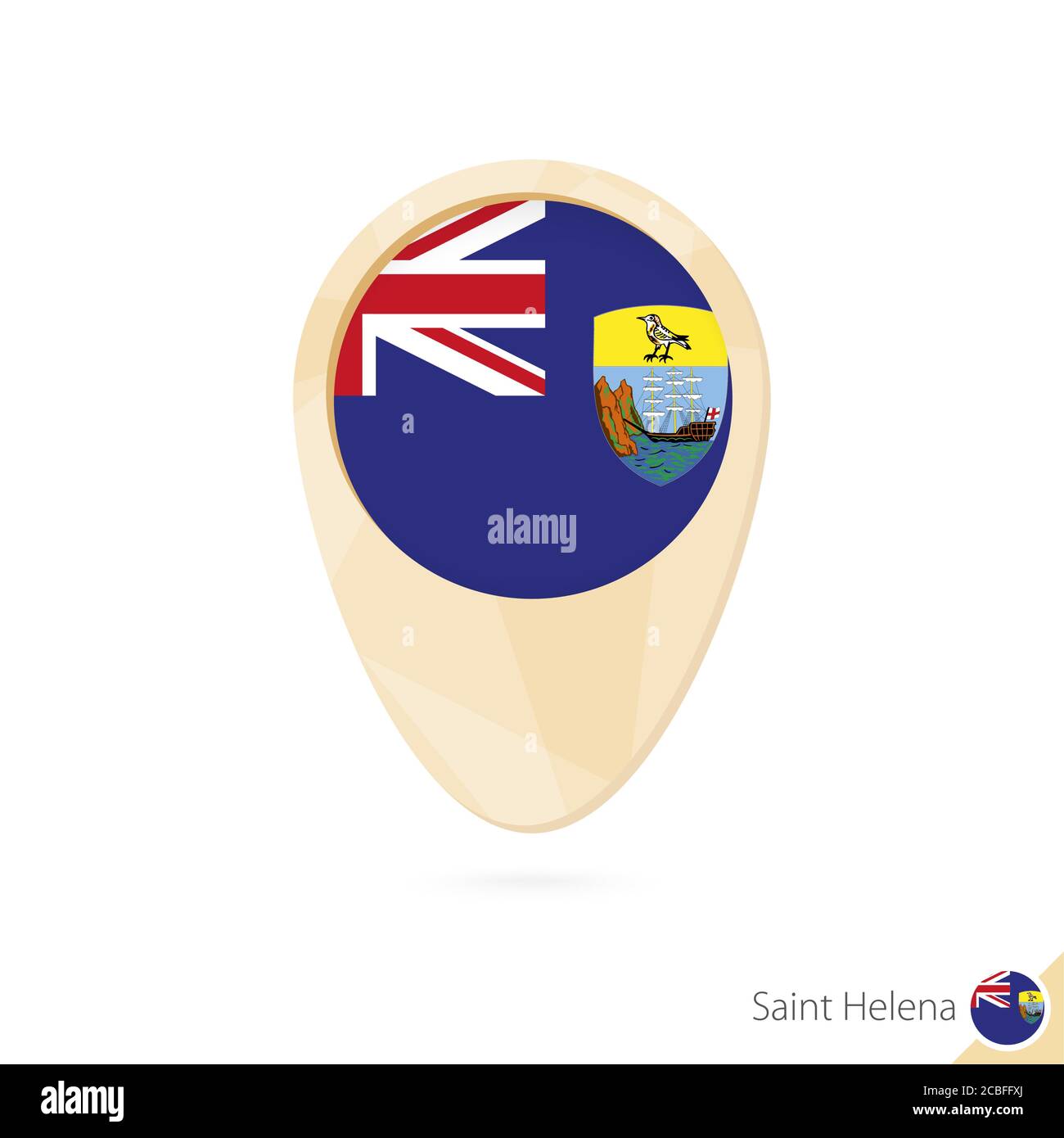 Map pointer with flag of Saint Helena. Orange abstract map icon. Vector Illustration Stock ...