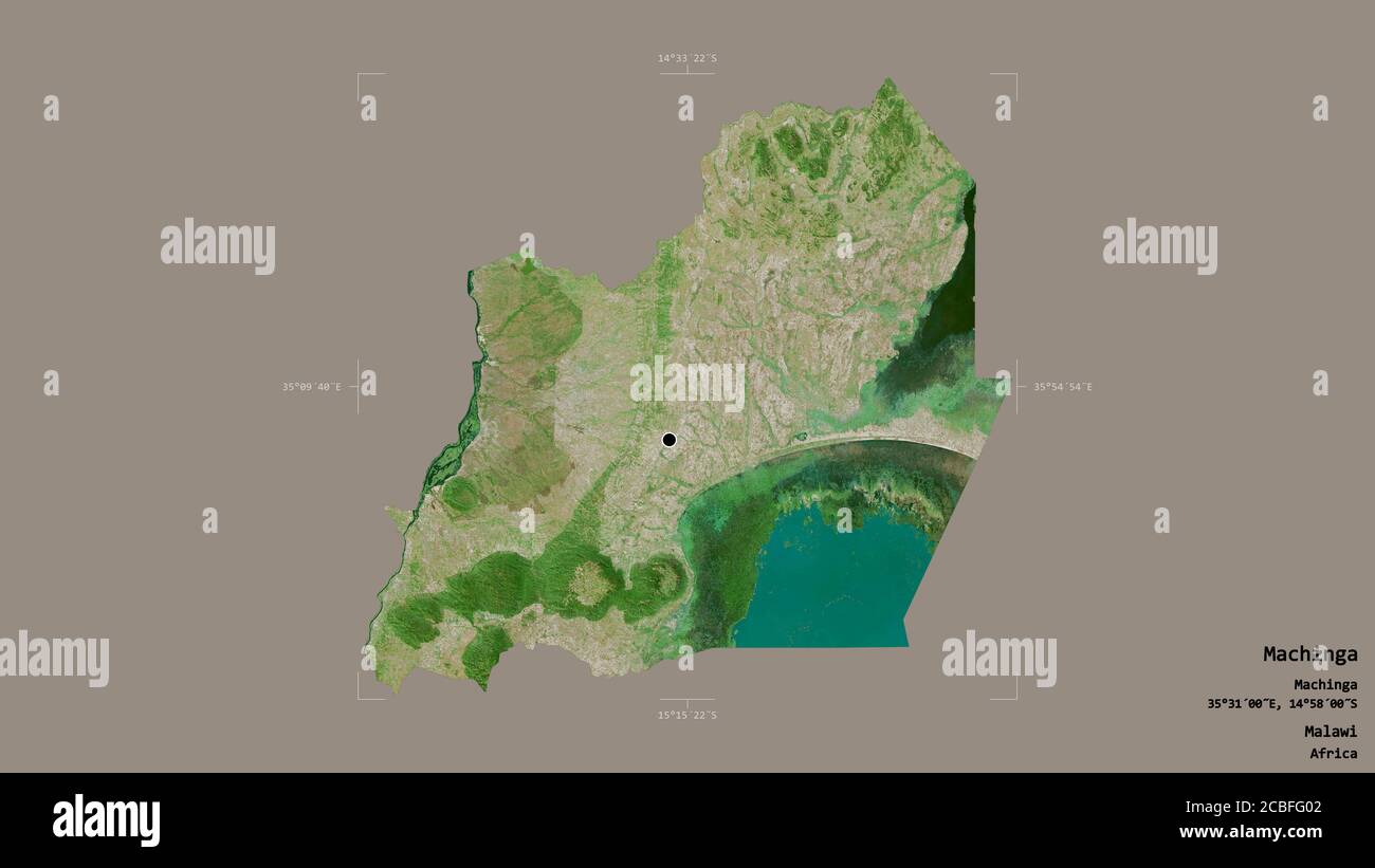 Area of Machinga, district of Malawi, isolated on a solid background in ...