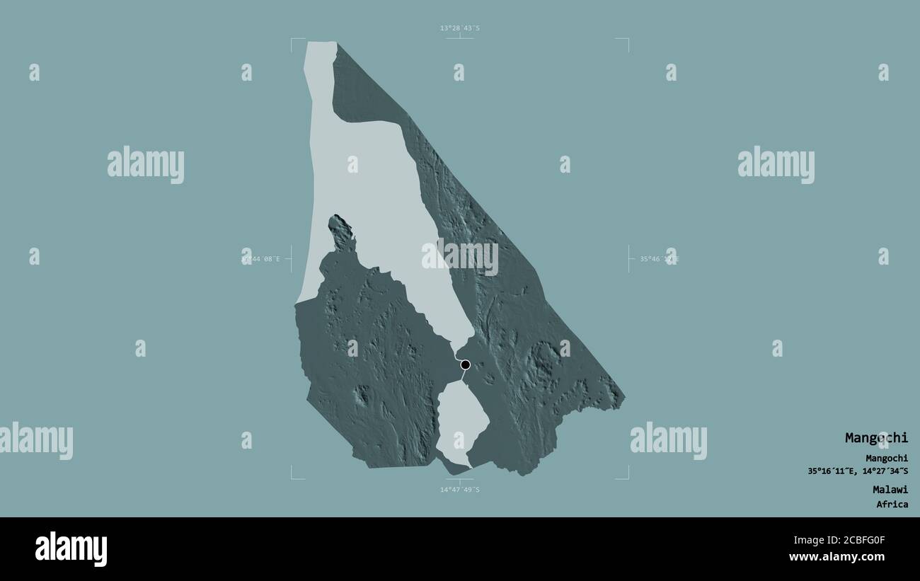 Area of Mangochi, district of Malawi, isolated on a solid background in ...
