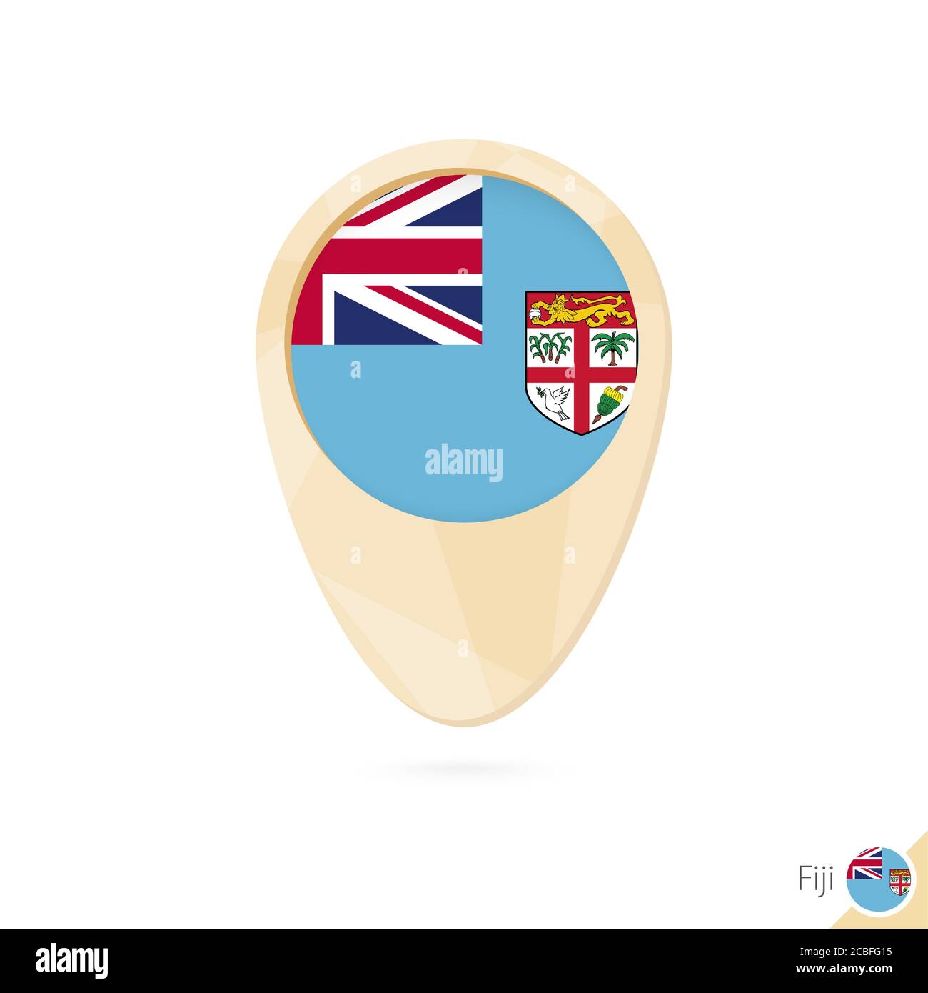 Map pointer with flag of Fiji. Orange abstract map icon. Vector ...