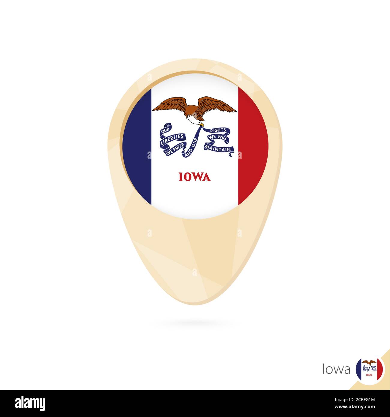 Map pointer with flag of Iowa. Orange abstract map icon. Vector Illustration Stock Vector Image ...