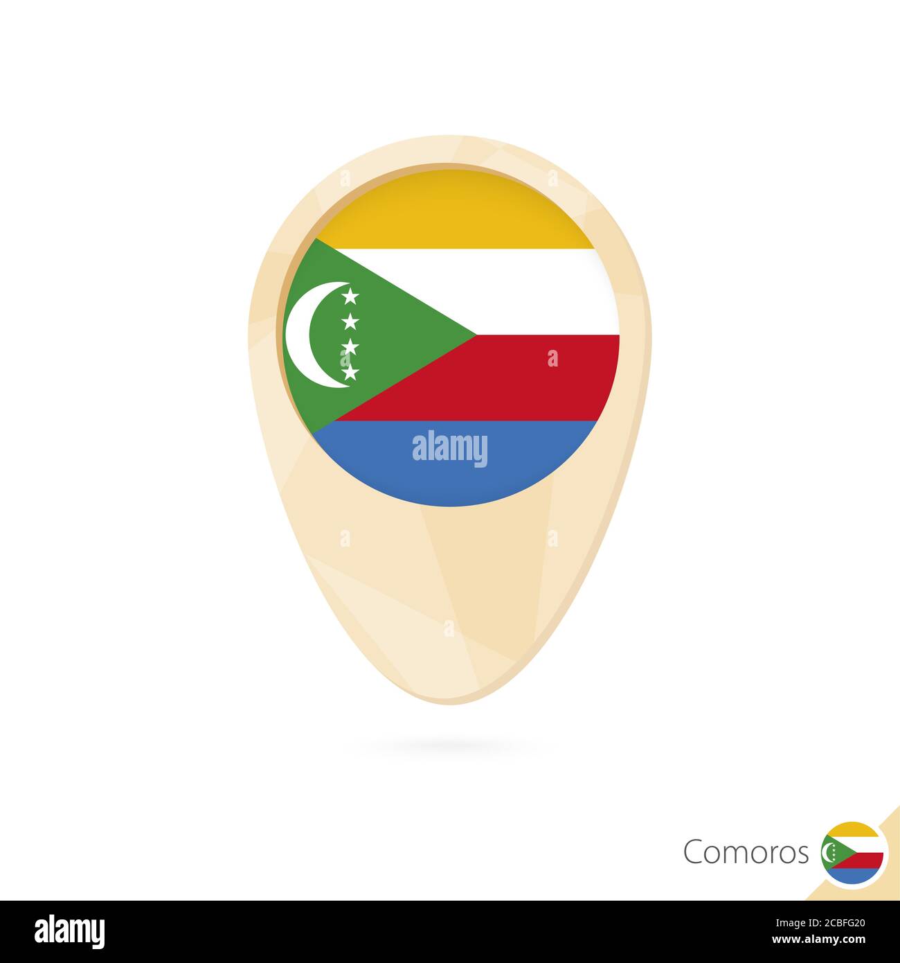 Map pointer with flag of Comoros. Orange abstract map icon. Vector Illustration Stock Vector ...