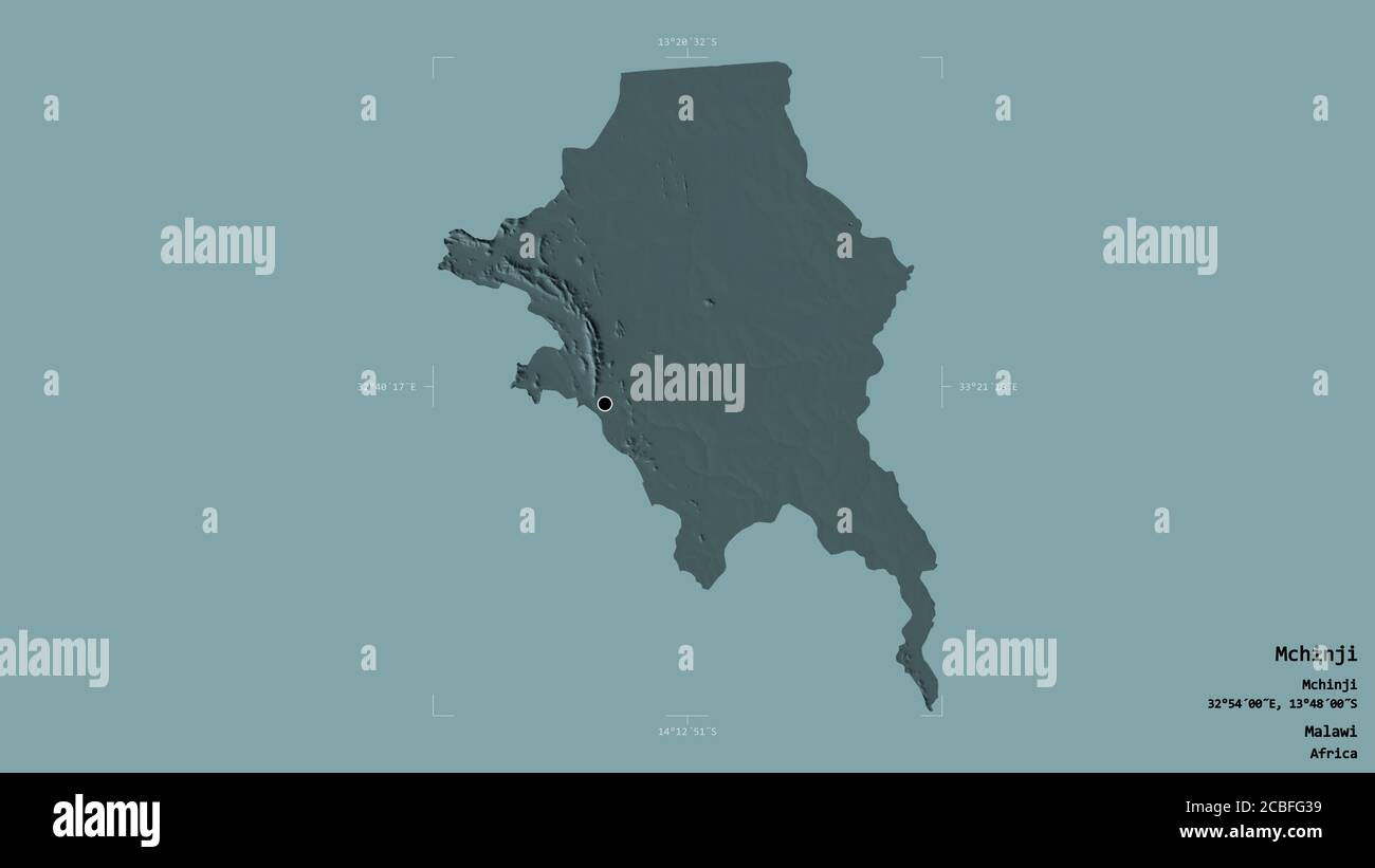 Area of Mchinji, district of Malawi, isolated on a solid background in ...