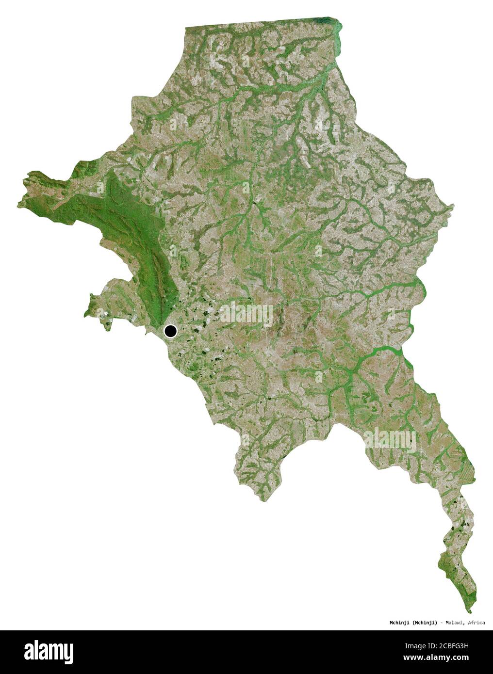 Shape of Mchinji, district of Malawi, with its capital isolated on ...