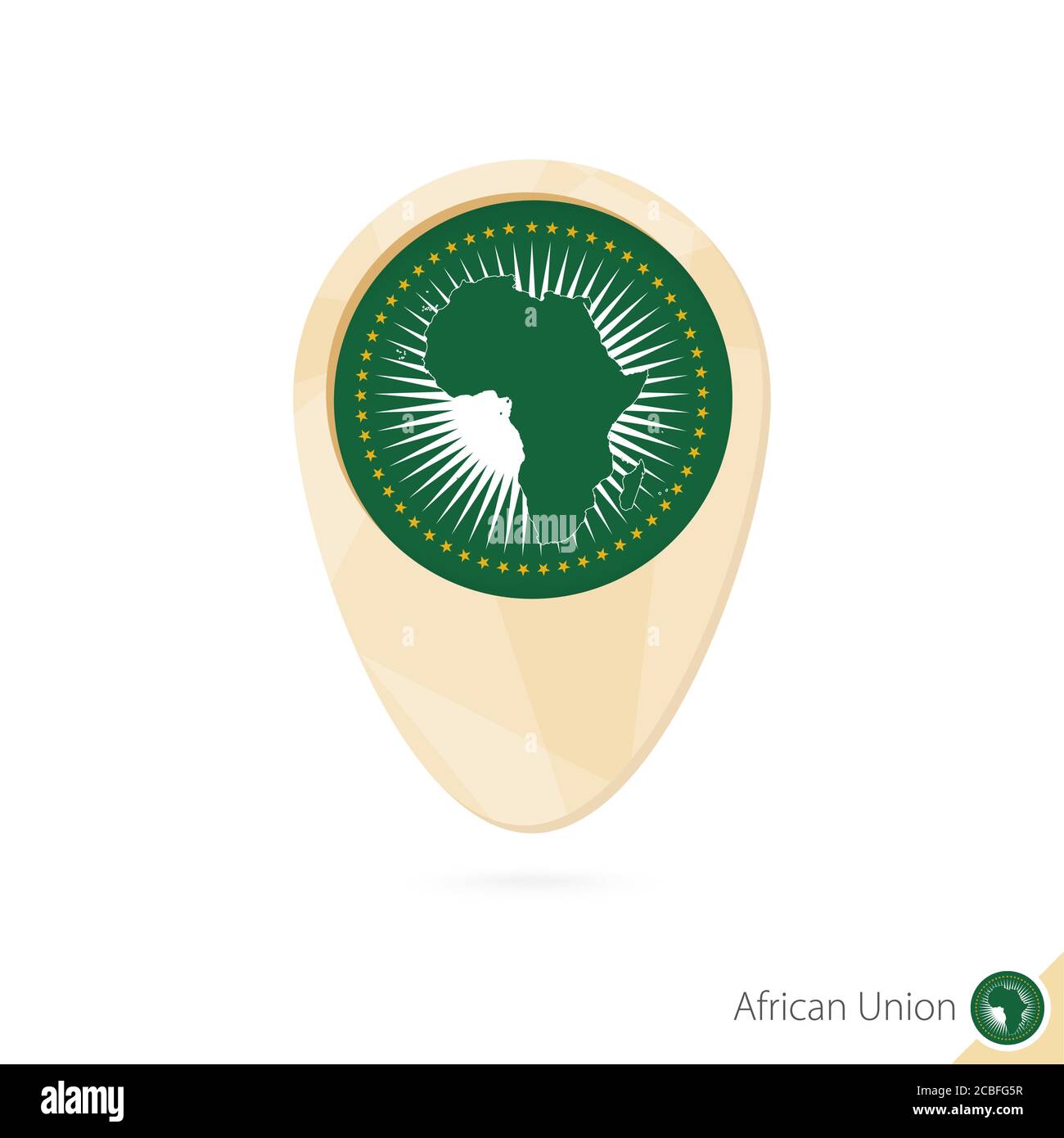 Map pointer with flag of African Union. Orange abstract map icon. Vector Illustration Stock ...