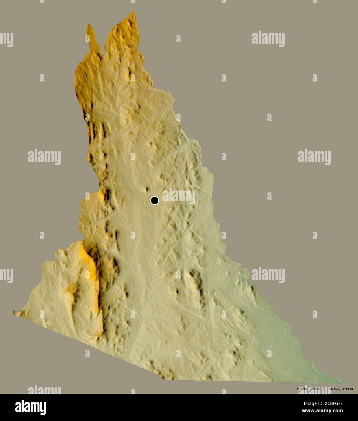 Shape of Mwanza, district of Malawi, with its capital isolated on a ...