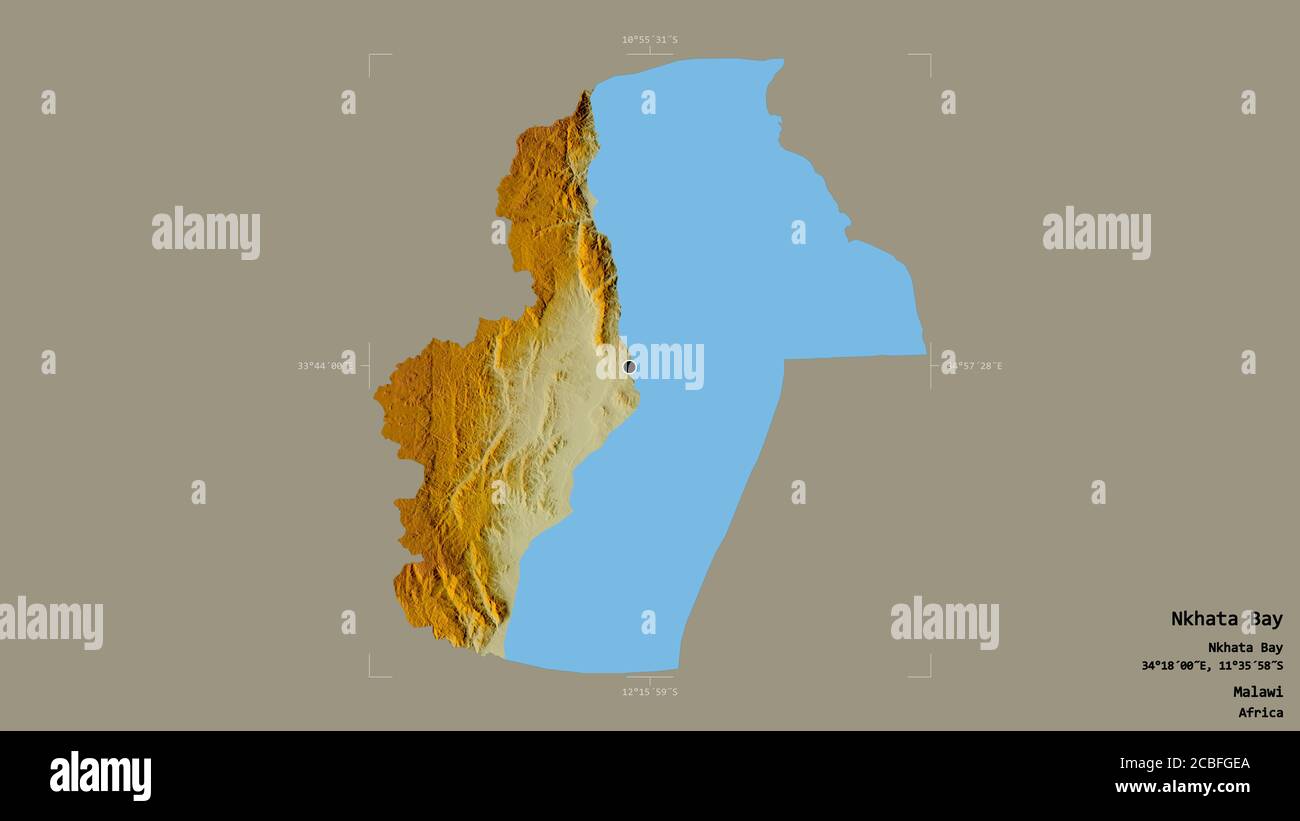 Area of Nkhata Bay, district of Malawi, isolated on a solid background ...
