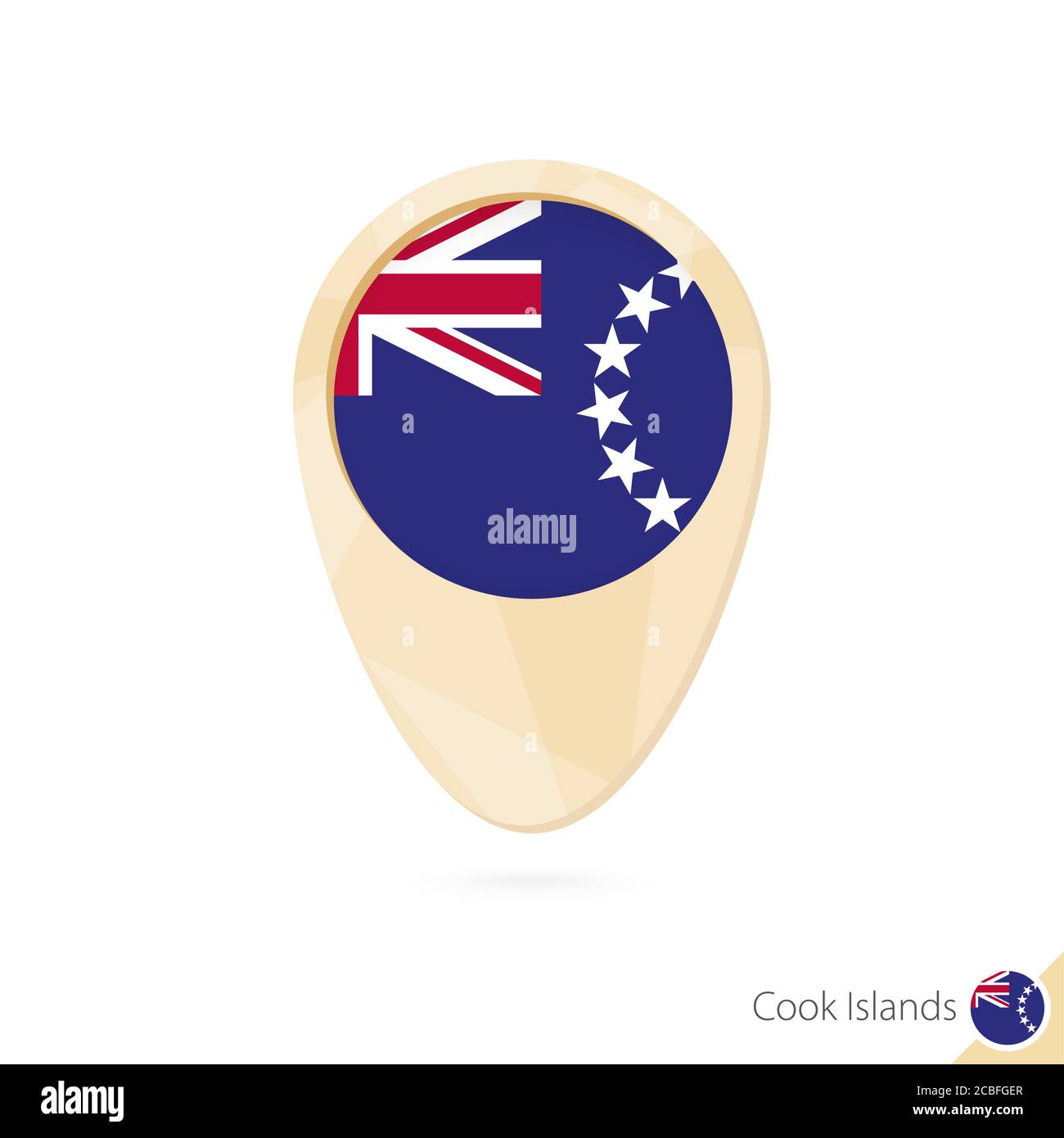 Map pointer with flag of Cook Islands. Orange abstract map icon. Vector Illustration Stock ...