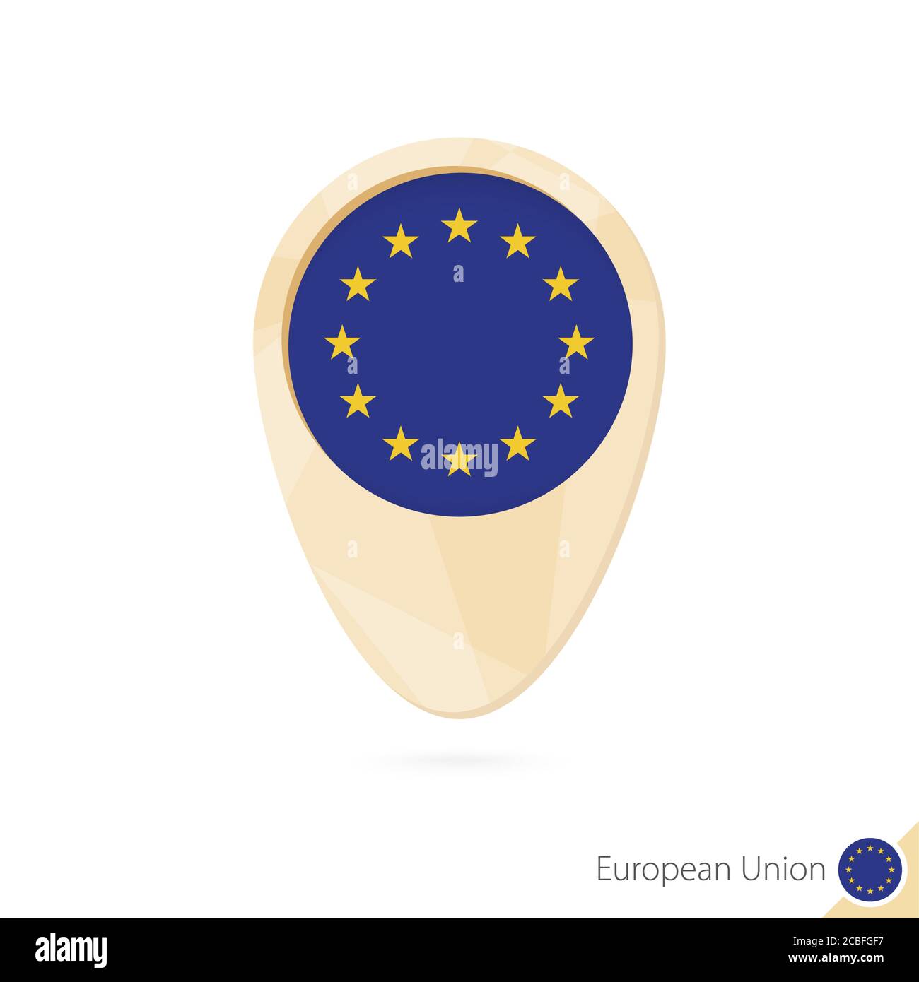 Map pointer with flag of European Union. Orange abstract map icon. Vector Illustration Stock ...