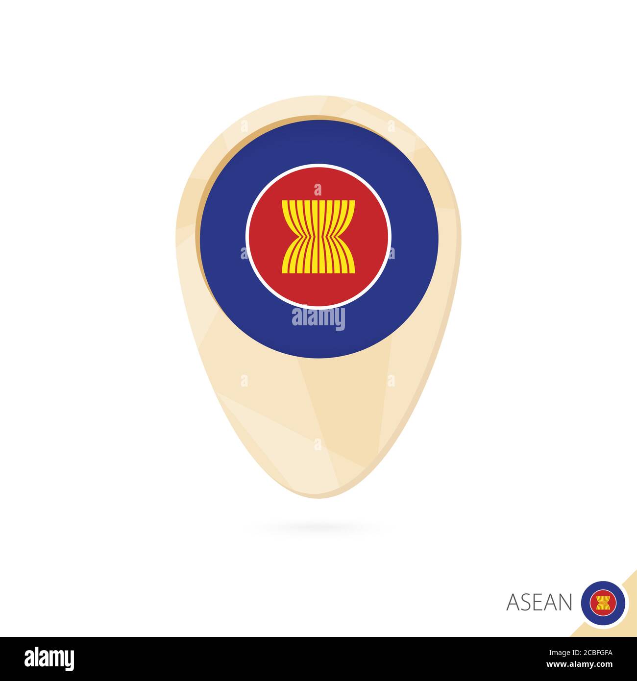 Map pointer with flag of ASEAN. Orange abstract map icon. Vector Illustration Stock Vector Image ...