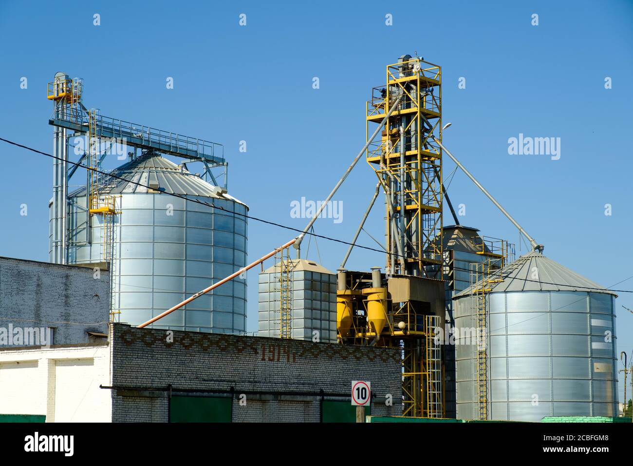 Agricultural Silos. Storage tanks agricultural crops processing plant ...