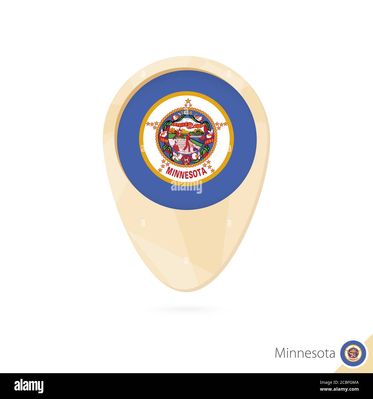 Map pointer with flag of Minnesota. Orange abstract map icon. Vector Illustration Stock Vector ...