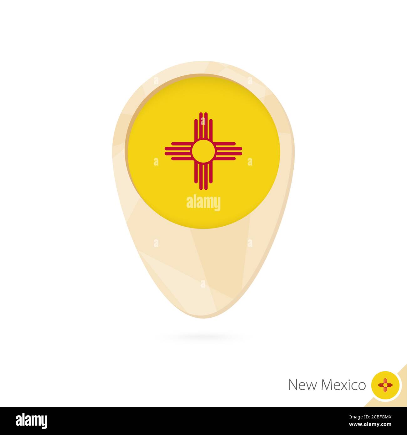 Map pointer with flag of New Mexico. Orange abstract map icon. Vector Illustration Stock Vector ...