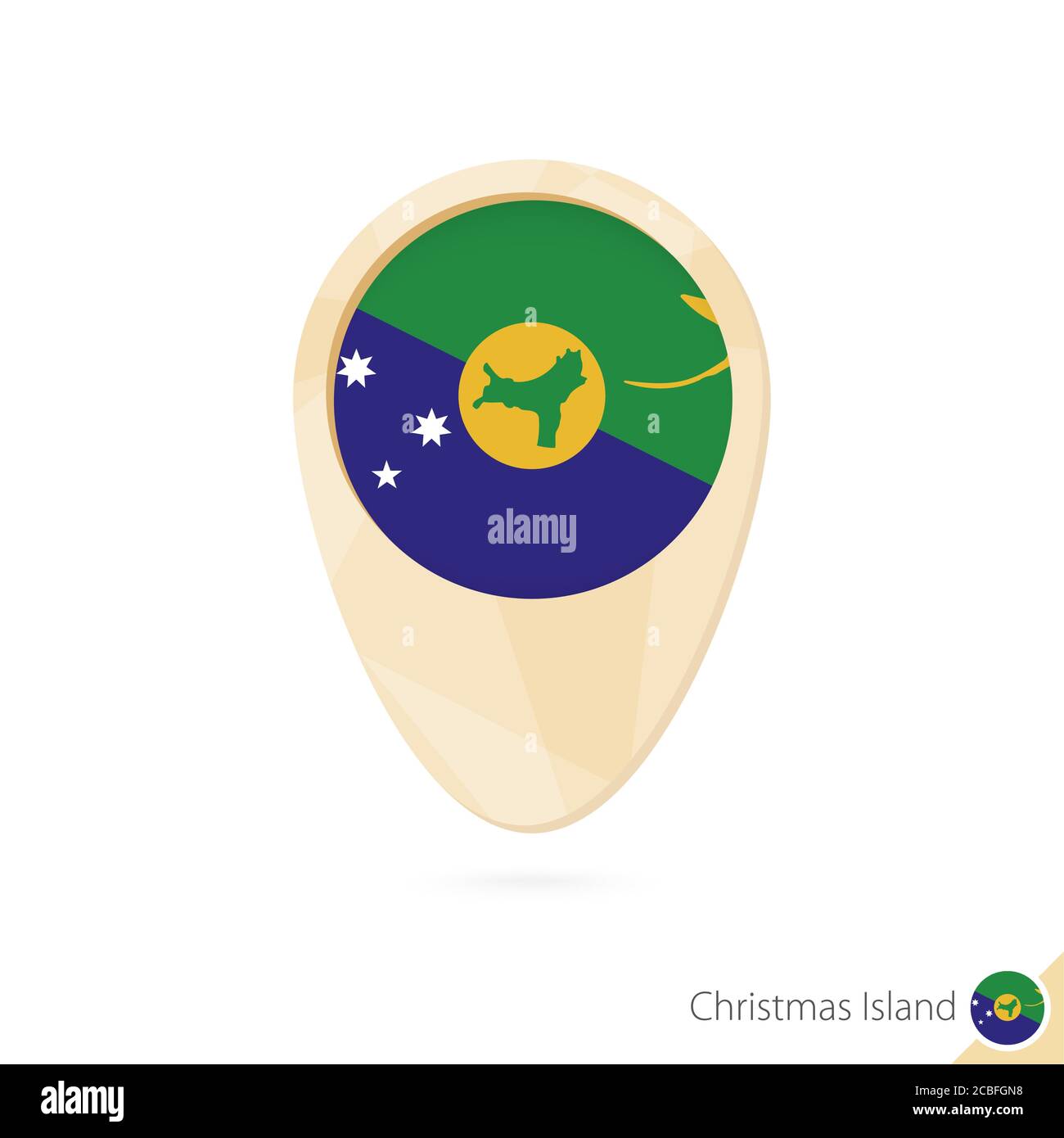 Map pointer with flag of Christmas Island. Orange abstract map icon. Vector Illustration Stock ...