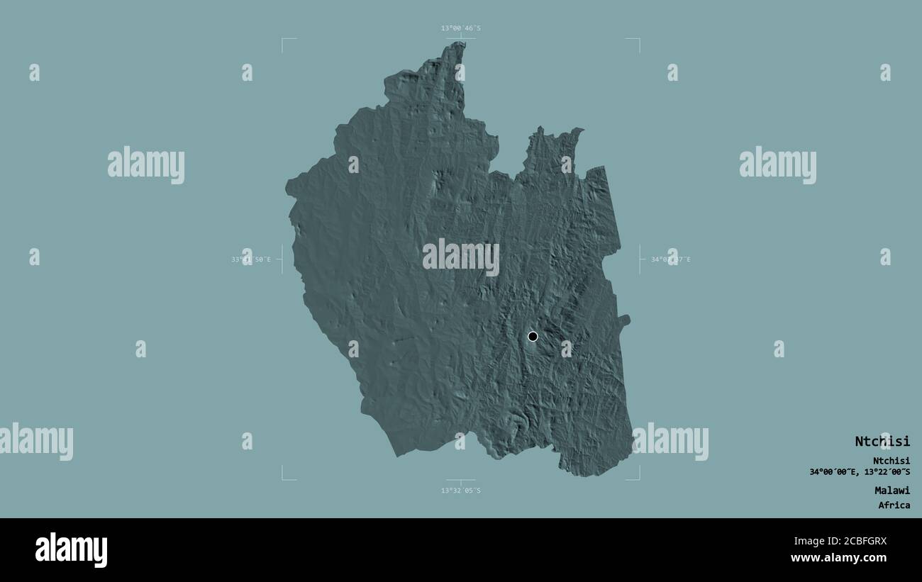 Area of Ntchisi, district of Malawi, isolated on a solid background in ...