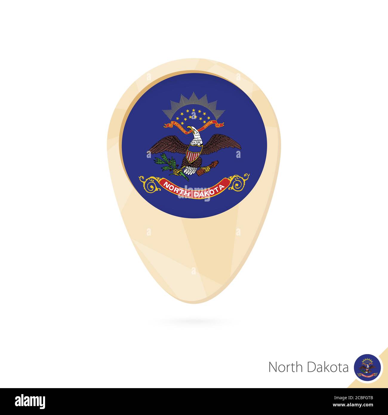 Map pointer with flag of North Dakota. Orange abstract map icon. Vector Illustration Stock ...