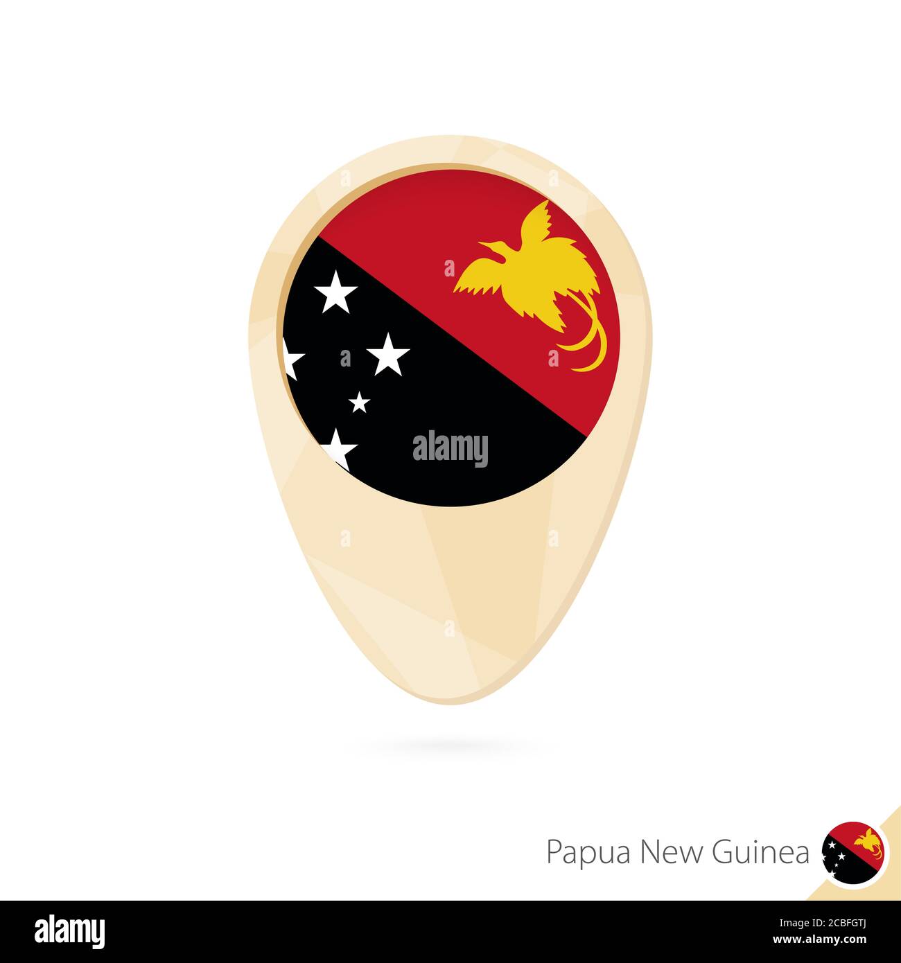 Map pointer with flag of Papua New Guinea. Orange abstract map icon. Vector Illustration Stock ...