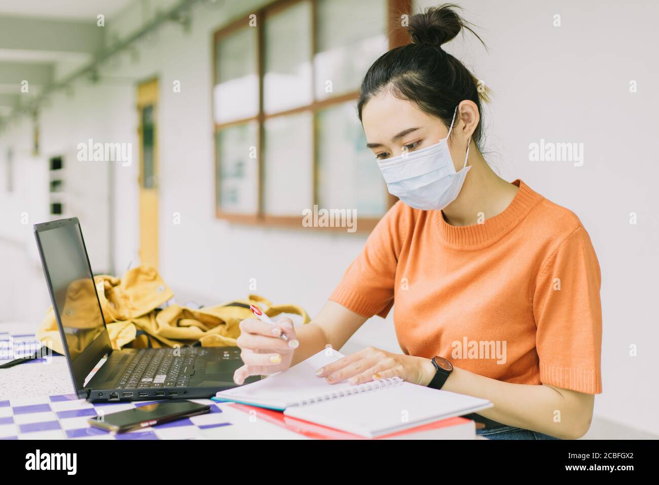 Social distancing self isolation education concept, Asian University ...