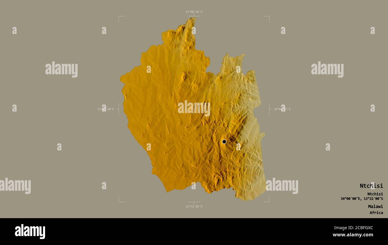 Area of Ntchisi, district of Malawi, isolated on a solid background in ...